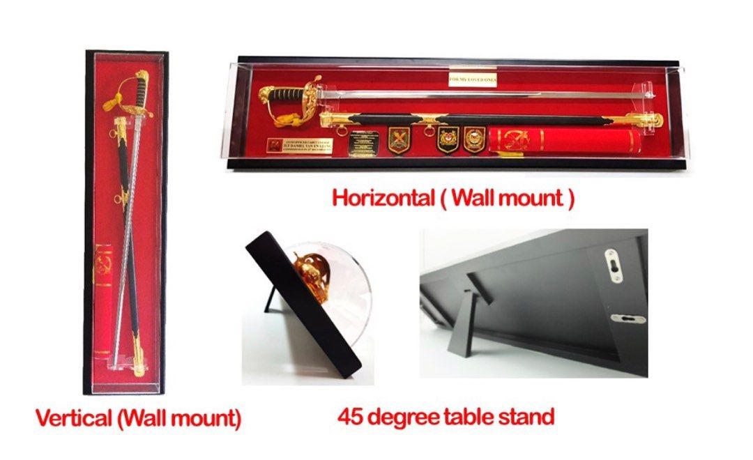 [CASING ONLY] Officers sword case display casing - wood and rectangular ...