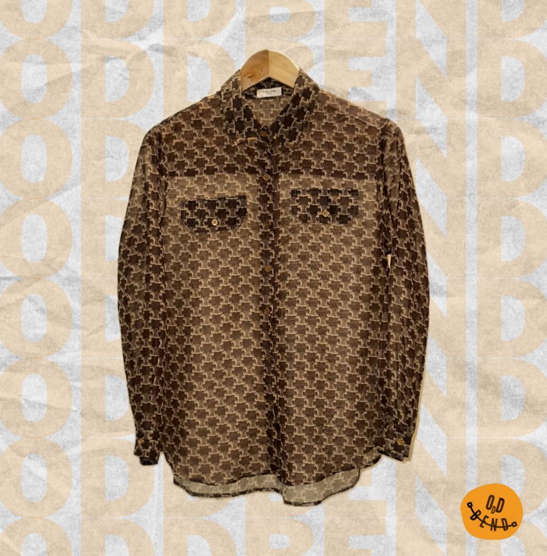 CELINE MONOGRAM BLOUSE, Luxury, Apparel on Carousell