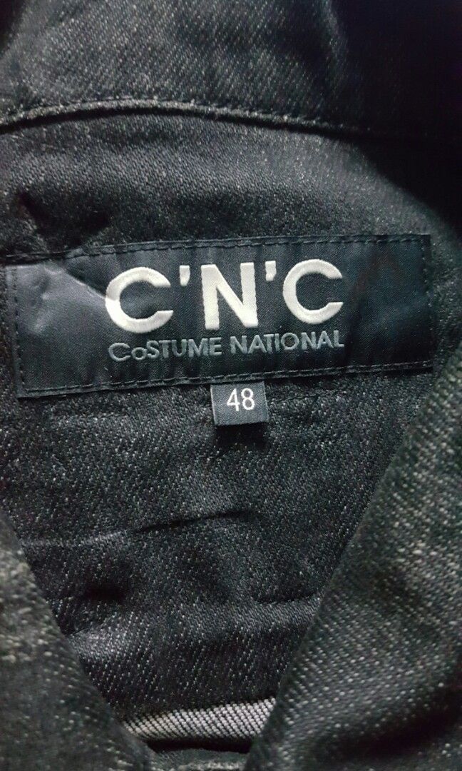C'N'C Costume National Star Studded Leather Patch Logo Denim Biker ...