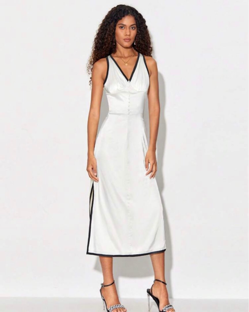 Contrast White Maxi Dress, Women's Fashion, Dresses & Sets, Dresses on ...
