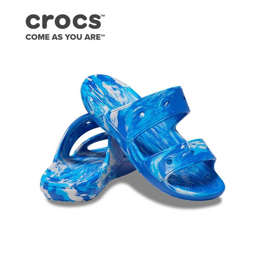 Crocs Classic Marbled Sandal in Blue Bolt Multi, Women's Fashion ...