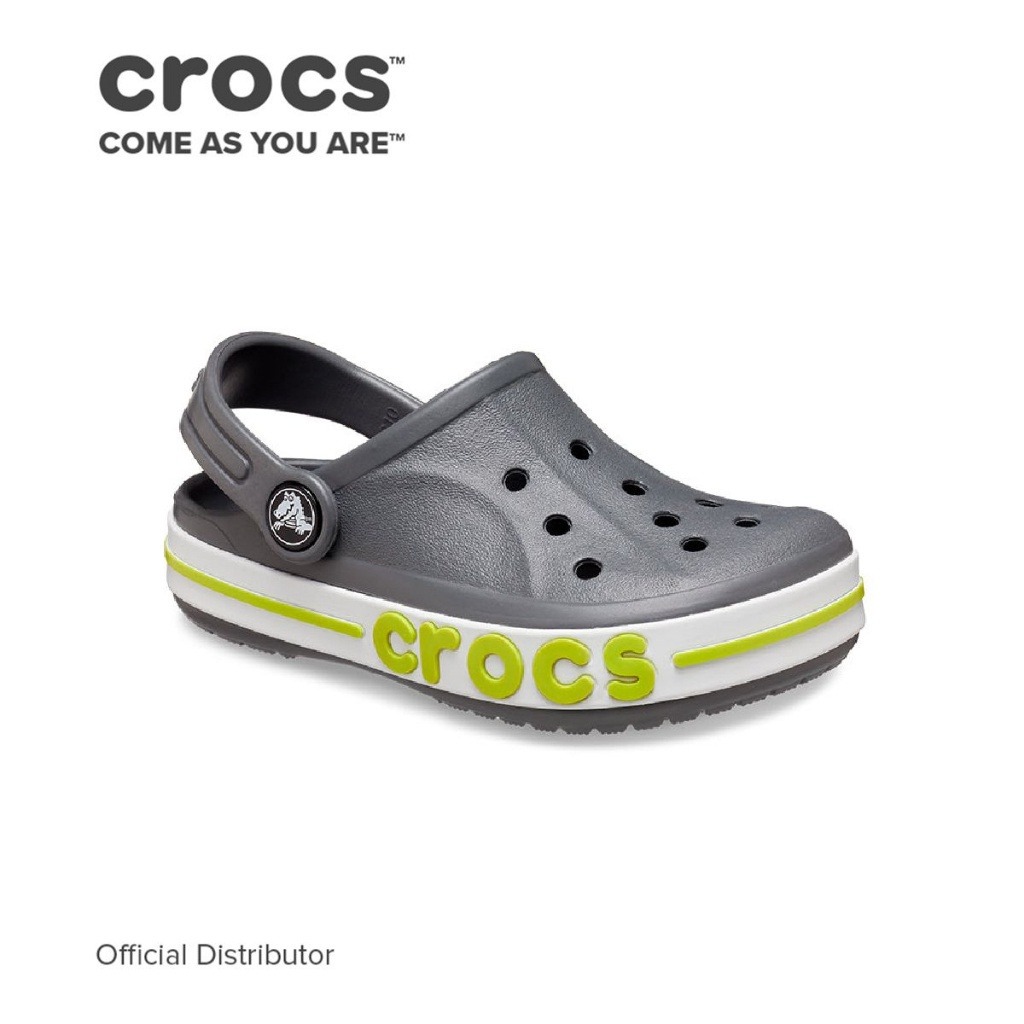 Crocs Kids Bayaband Clog in (Slate Grey Lime Punch, Black), Babies ...