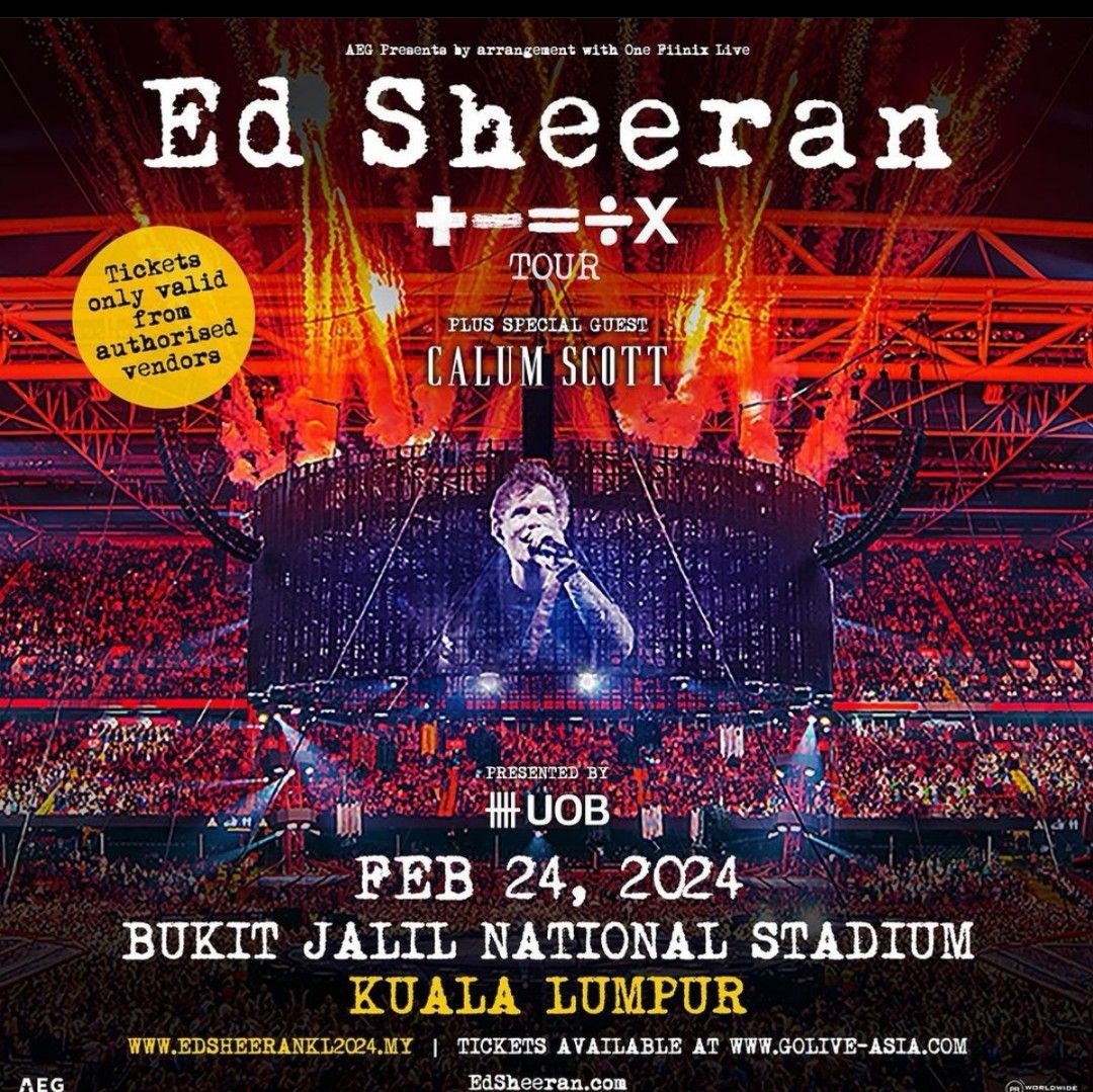Ed Sheeran Cat 4 Bukit Jalil Concert 2024 Kuala Lumpur Ticket, Tickets ...