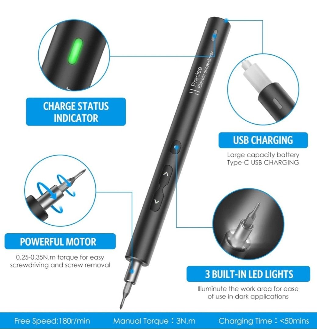 Electric Screwdriver 28 in 1 Cordless Mini Power Precision Screwdriver ...