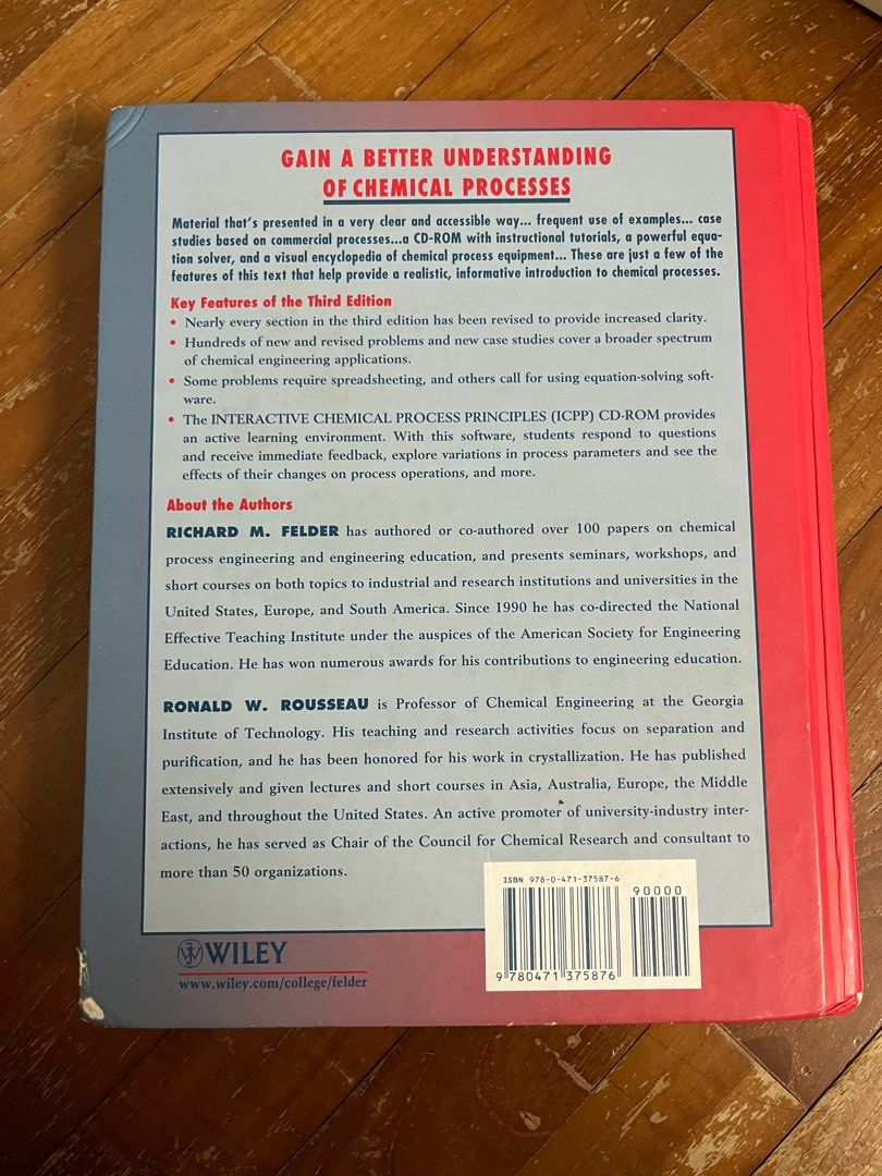 Elementary Principles of Chemical Processes by Richard Felder and ...