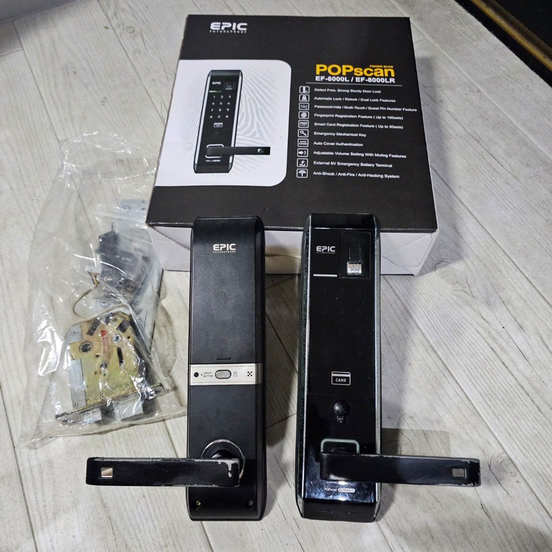 Epic Digital Door Lock Finger Scan Popscan EF-8000L, Furniture & Home ...