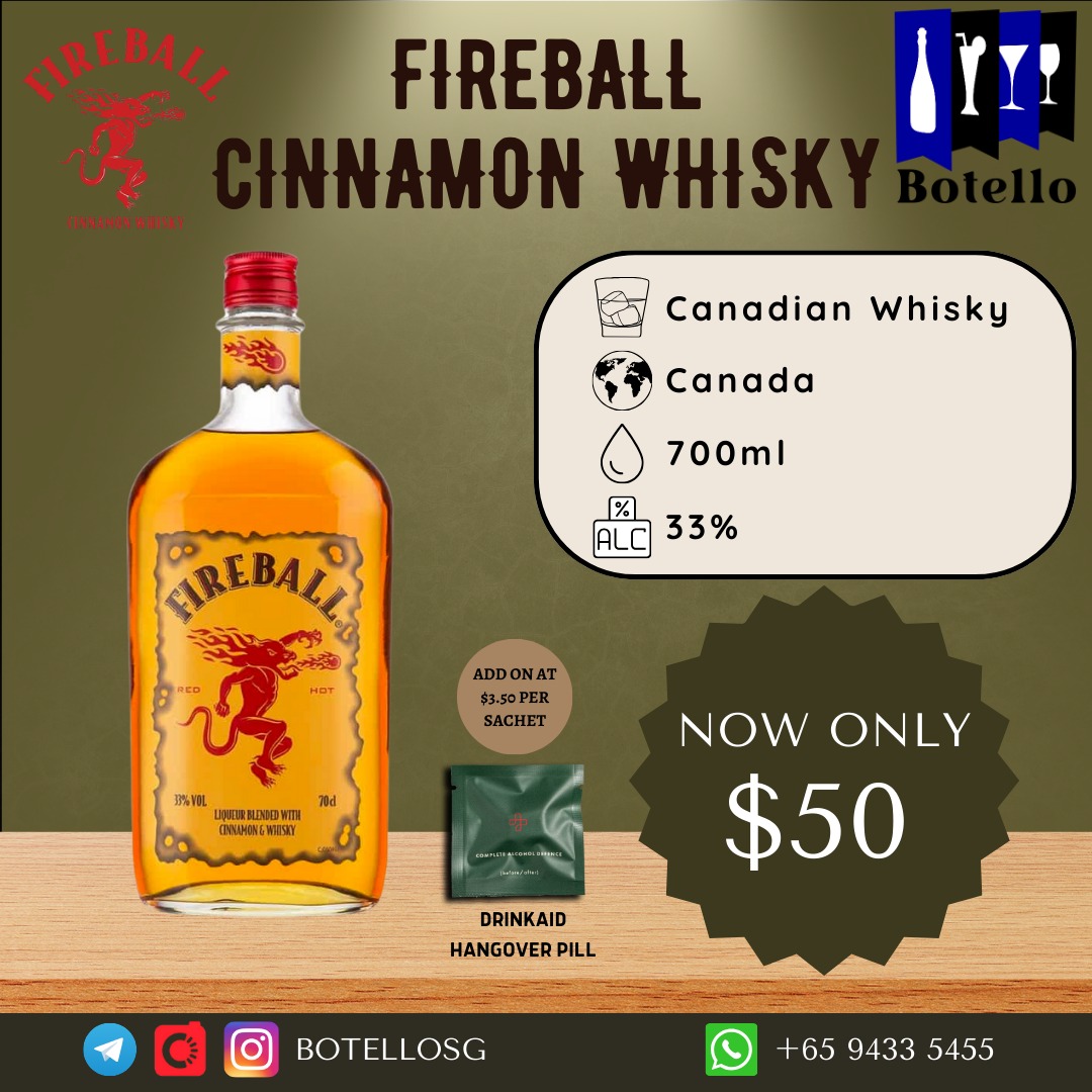 Fireball Cinnamon Whisky / 700ml / Same Day Alcohol Delivery ...