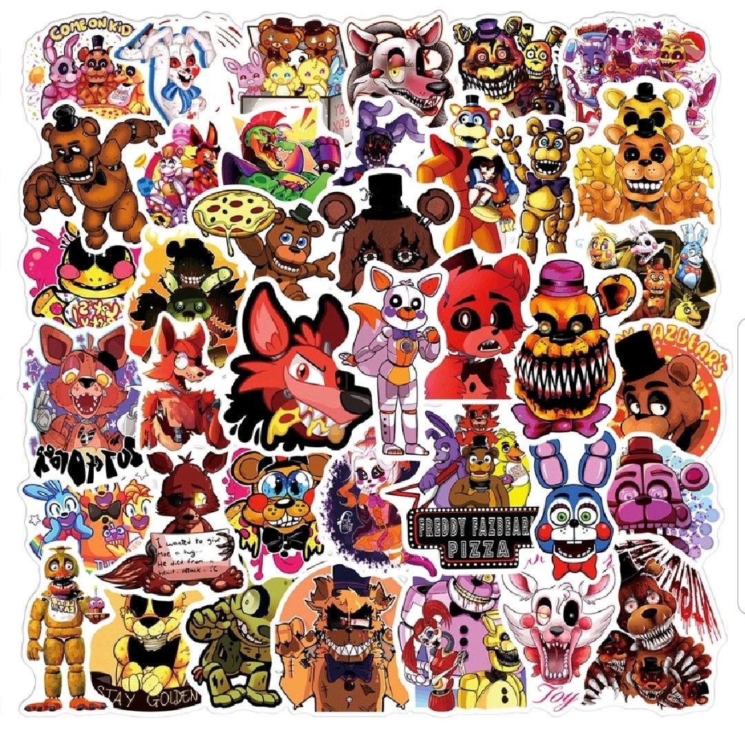 Five Nights at Freddy's (FNAF) 50 Pcs Waterproof Non Repeating Stickers ...