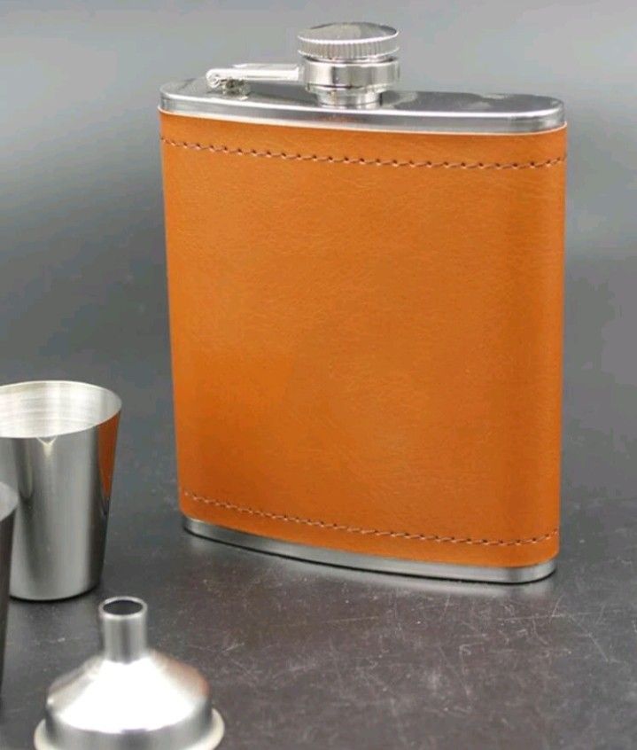 Flask with PVC Leather & funnel, Furniture & Home Living, Kitchenware ...