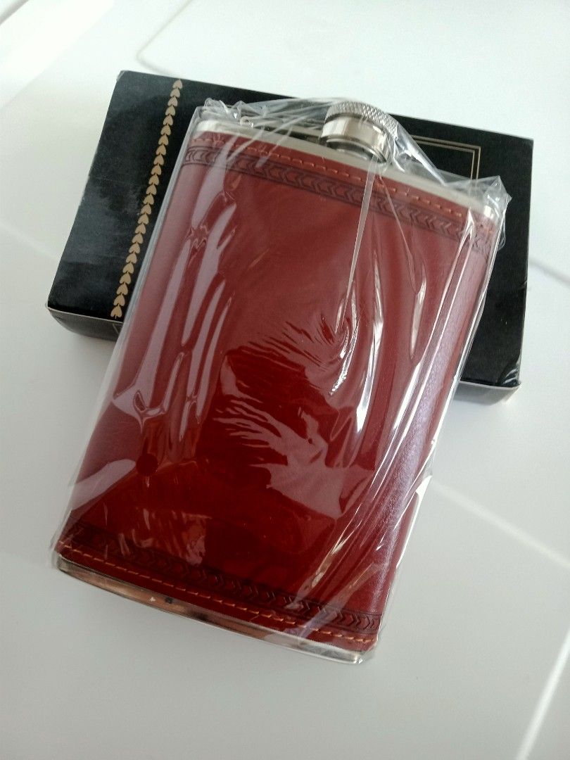 Flask with PVC Leather & funnel, Furniture & Home Living, Kitchenware ...