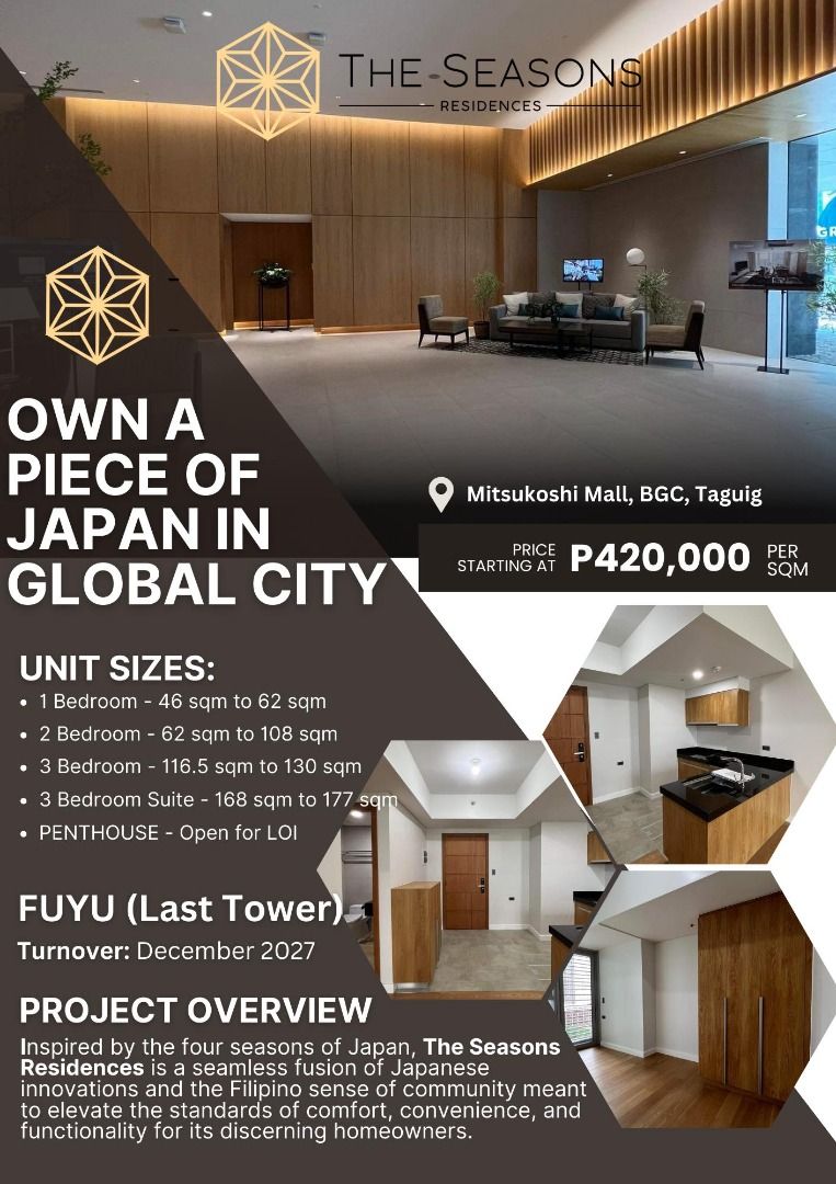 Fuyu Tower The Seasons Residences Preselling Condo in BGC beside grand ...