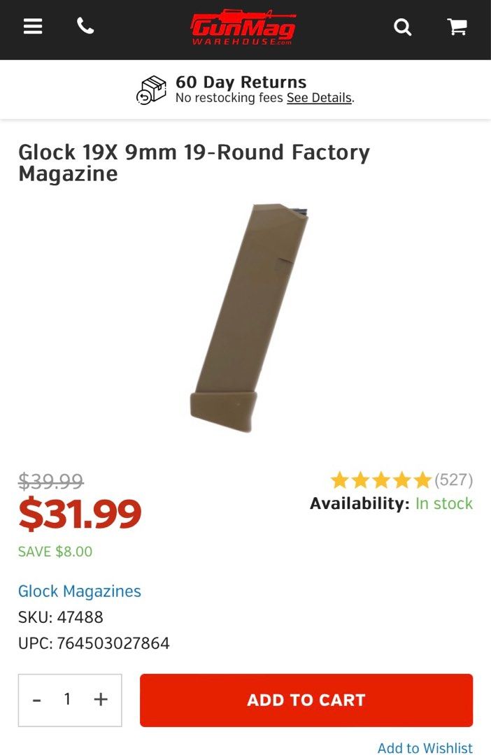 Glock 19X Extended Magazine 9MM 17+2, Everything Else, Others on Carousell