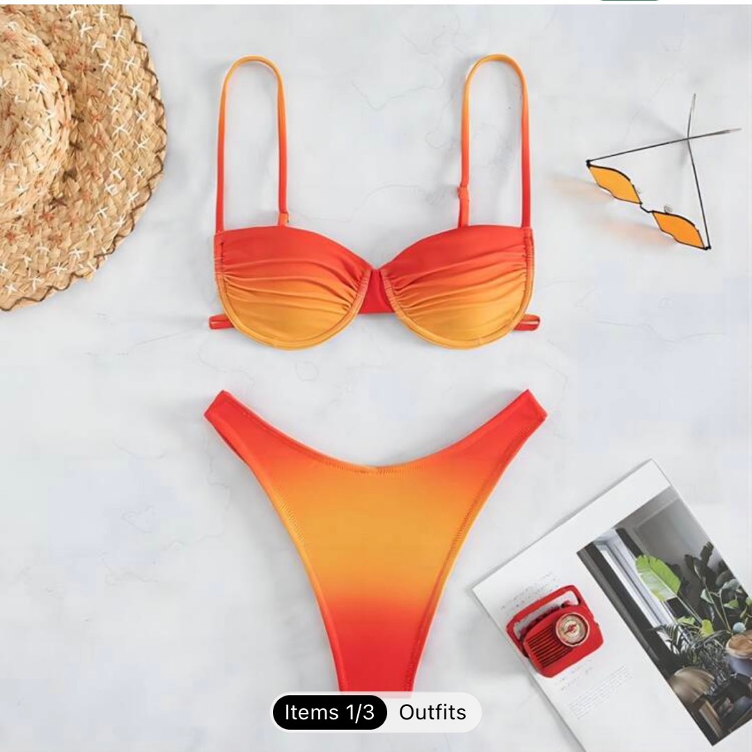Gradient Orange Bikini Shein BRAND NEW, Women's Fashion, Swimwear ...