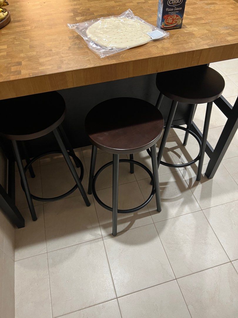IKEA - KITCHEN ISLAND - VADHOLMA with 3 stools, Furniture & Home Living ...