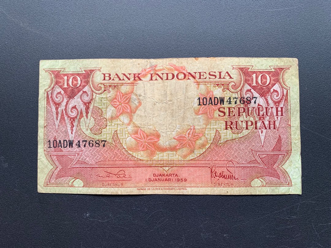 Indonesia 10 Rupiah 1959 Banknote, Hobbies & Toys, Collectibles ...