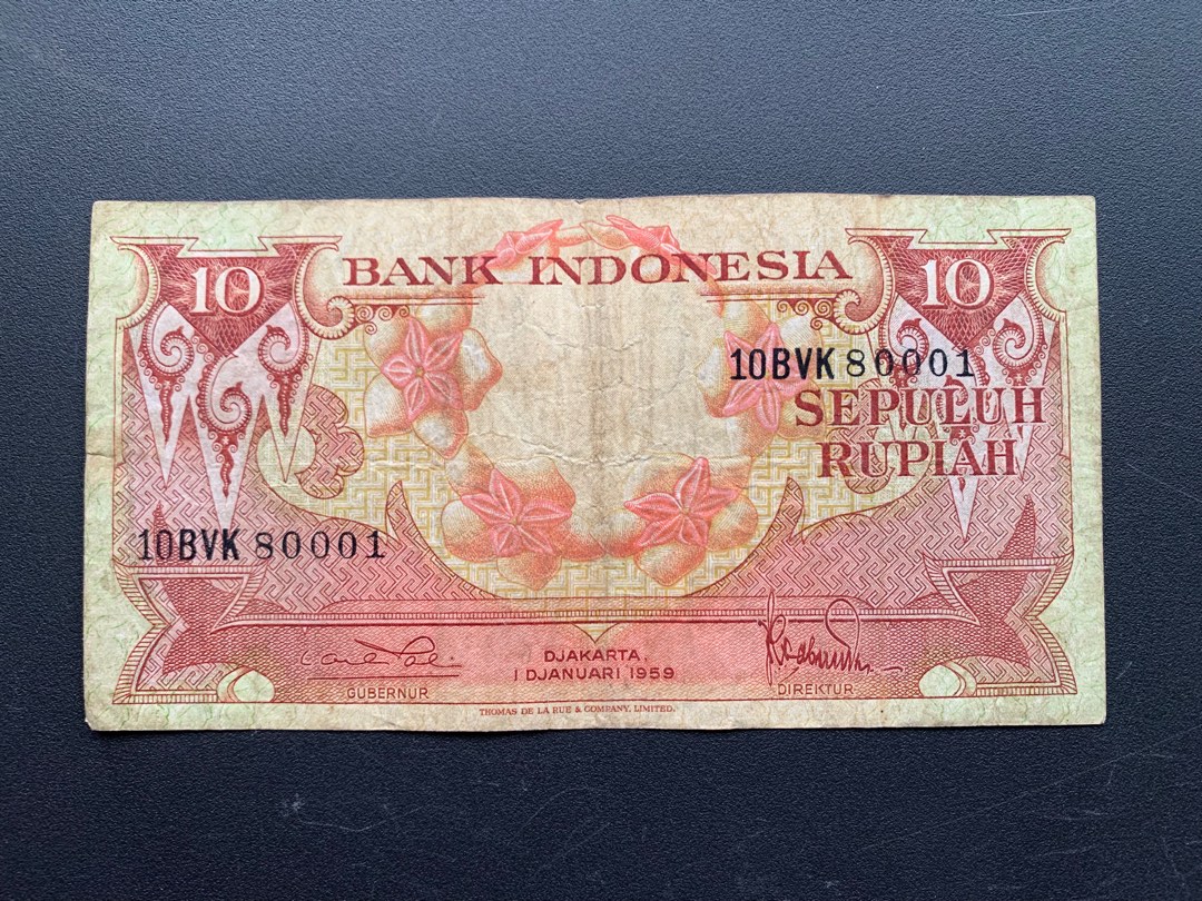 Indonesia 10 Rupiah 1959 Banknote, Hobbies & Toys, Collectibles ...