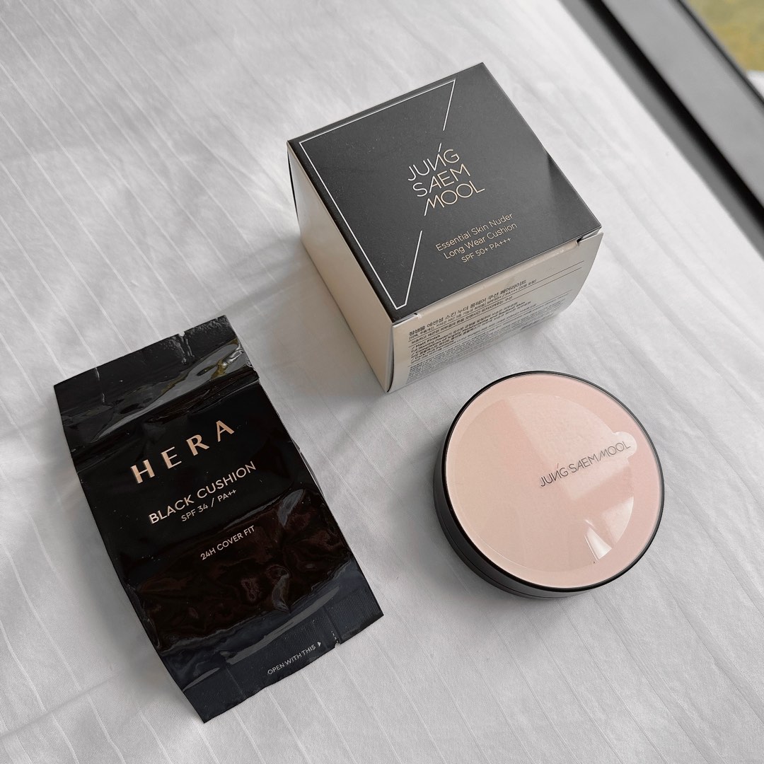 [JUNG SAEM MOOL] Essential Skin Nuder Long Wear Cushion (Fair Light) // [HERA] Black Cushion ...