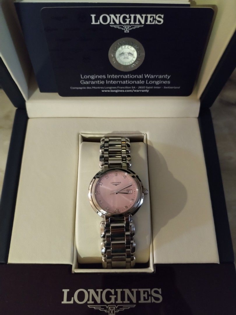 Longines Pink Dial Diamond, Luxury, Watches on Carousell