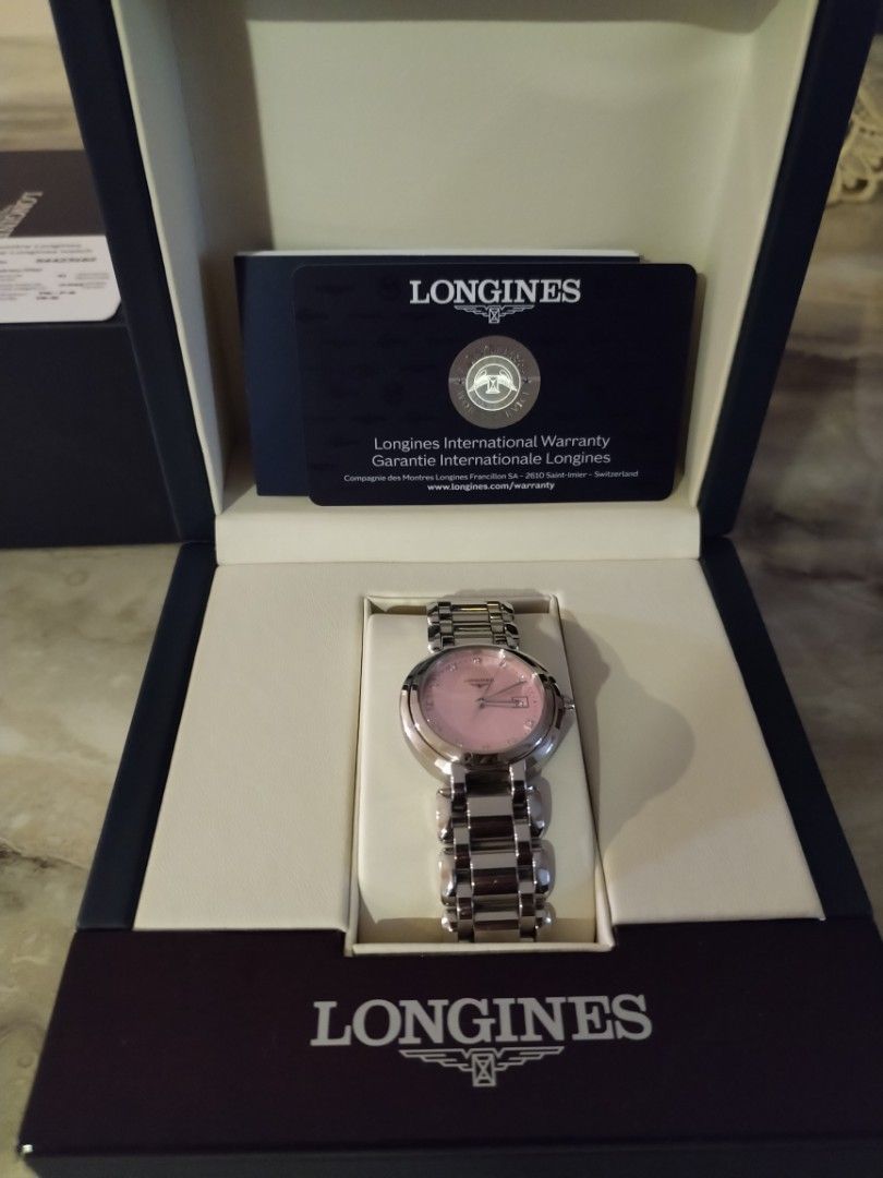 Longines Pink Dial Diamond, Luxury, Watches on Carousell