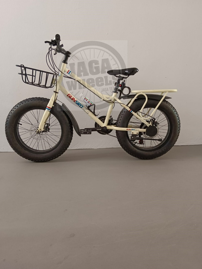 Mini Fat bike mini velo 24 speed beige color with basket and solid rear ...