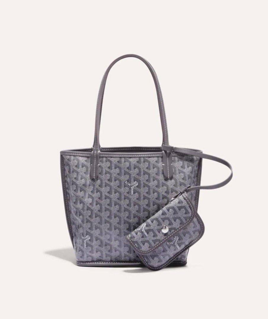 New Goyard mini anjou grey / gris With db, booklet, rec Oct 2023 dv ...