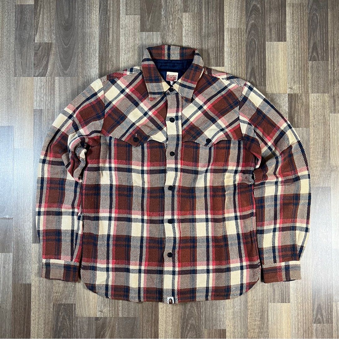 OG Bape a bathing ape plaid checkered flannel, Men's Fashion, Coats ...
