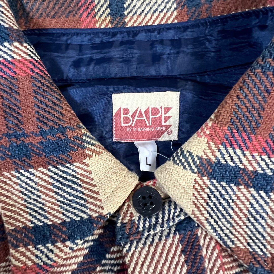 OG Bape a bathing ape plaid checkered flannel, Men's Fashion, Coats ...