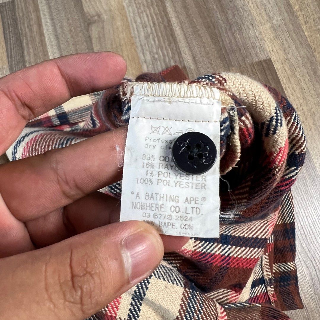 OG Bape a bathing ape plaid checkered flannel, Men's Fashion, Coats ...