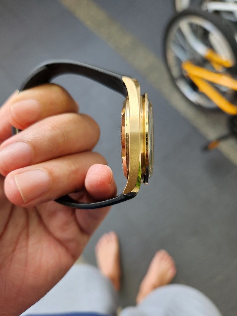 Omega Speedmaster 3861 Moonwatch Moonshine Gold 18K Rubber Strap “Gold ...