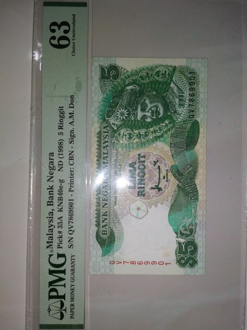 PMG Grading Malaysia Banknote 5 Ringgit, Hobbies & Toys, Collectibles ...