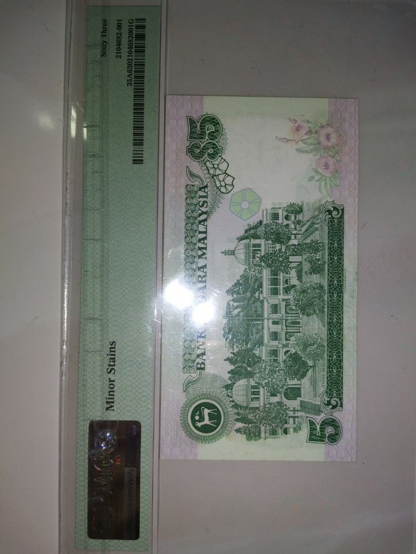 PMG Grading Malaysia Banknote 5 Ringgit, Hobbies & Toys, Collectibles ...