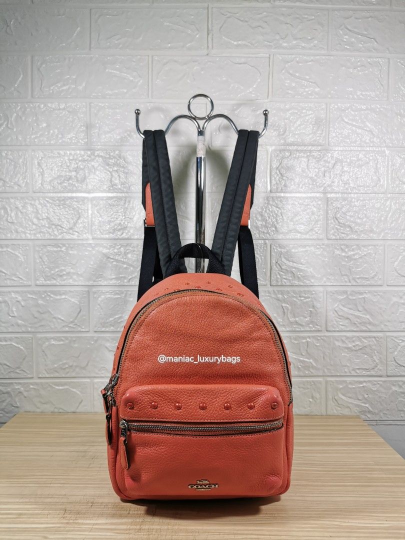 Preloved Backpack COACH *Mini Charlie Backpack With Border Rivets ...