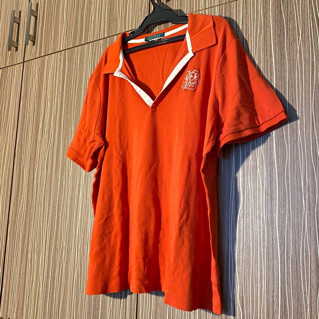 Ralph Lauren Red Orange Polo Tshirt, Men's Fashion, Tops & Sets ...