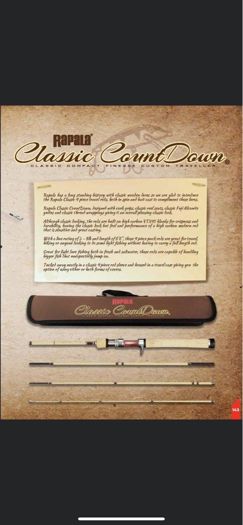Rapala Classic Countdown Compact Finesse Custom Traveler fishing rod ...