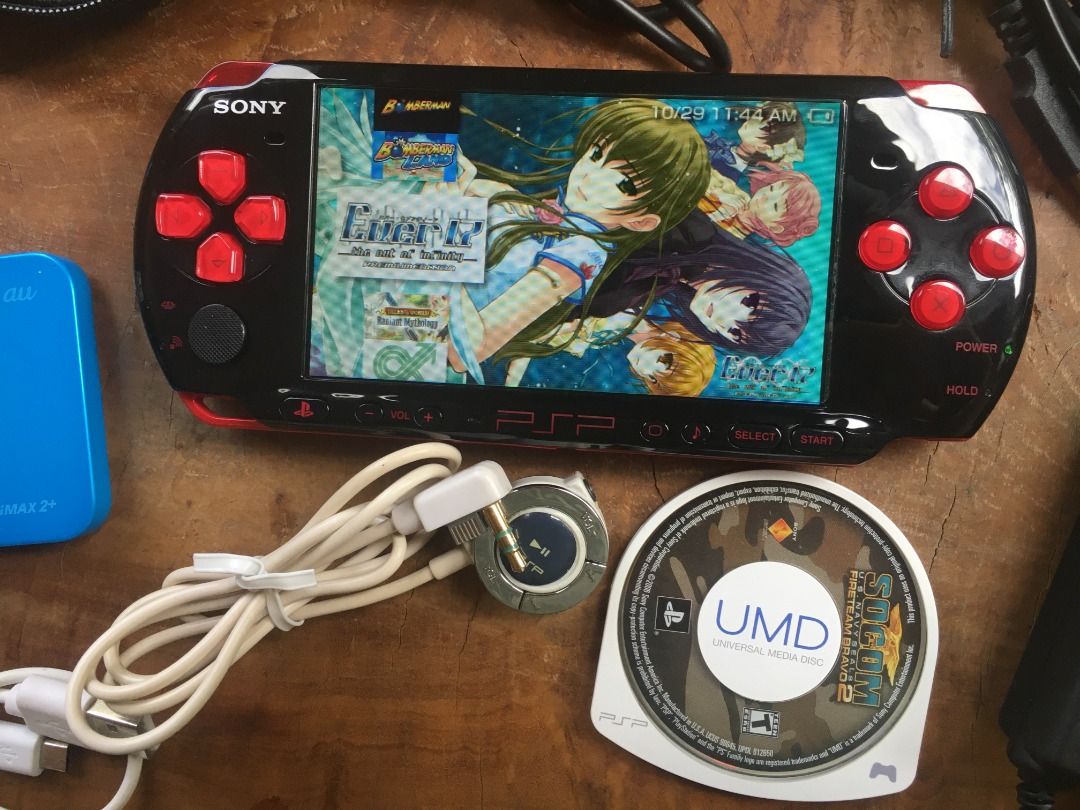 Rare Black and Red Special Edition PSP 3000 Sony PlayStation with WiMax ...