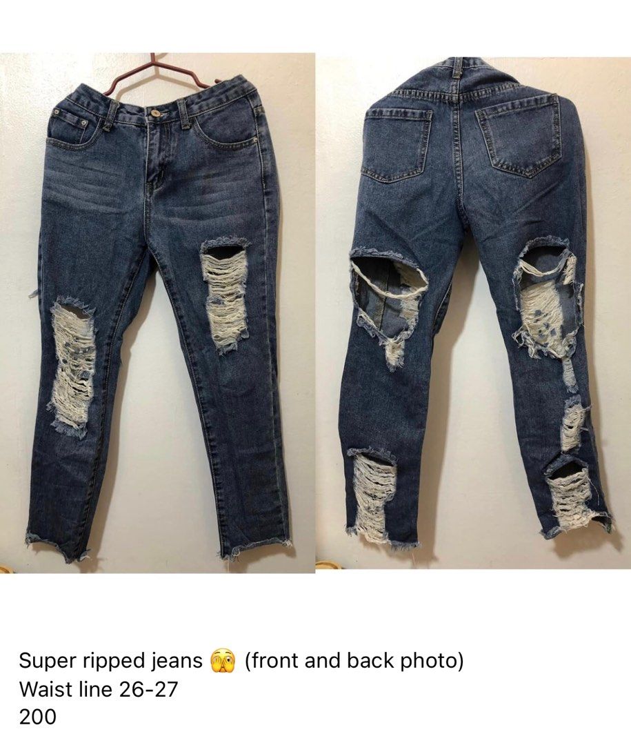 Ripped jeans (super ripped), Women's Fashion, Bottoms, Jeans on Carousell