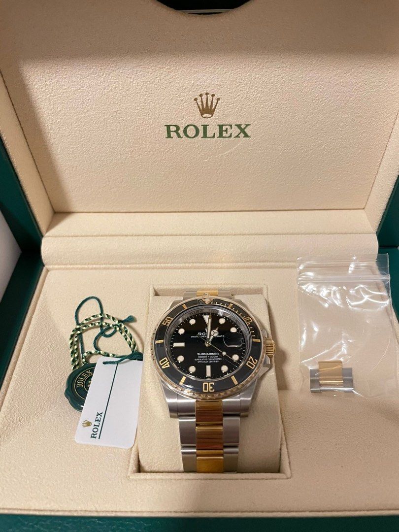 Rolex Submariner Half Gold Black Dial, Luxury, Watches on Carousell