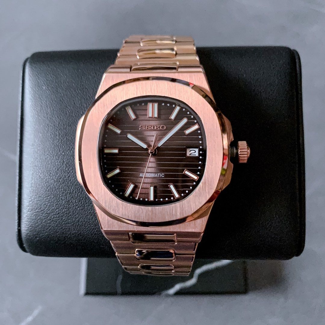 Seiko Nautilus Everrose Gold & Chocolate Brown Faded Black Watch ...