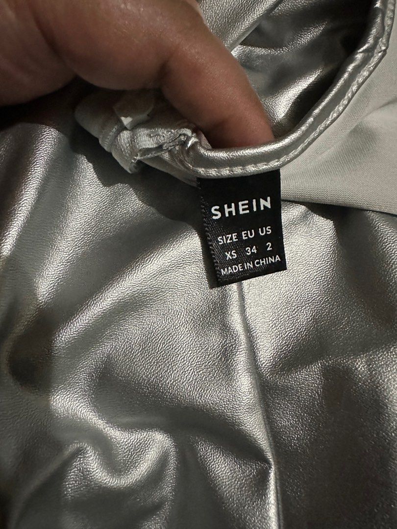 Shein Metallic Silver Futuristic Dress, Women's Fashion, Dresses & Sets ...