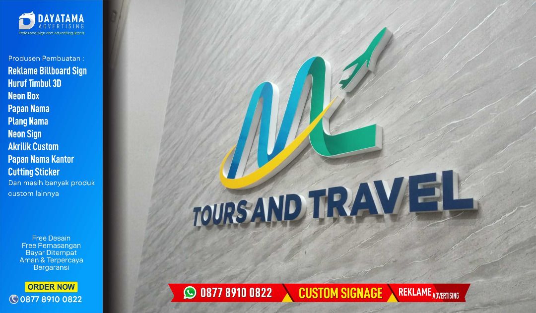 Signboard dan Papan Nama Kantor | Huruf Timbul Tour and Travel, Desain ...