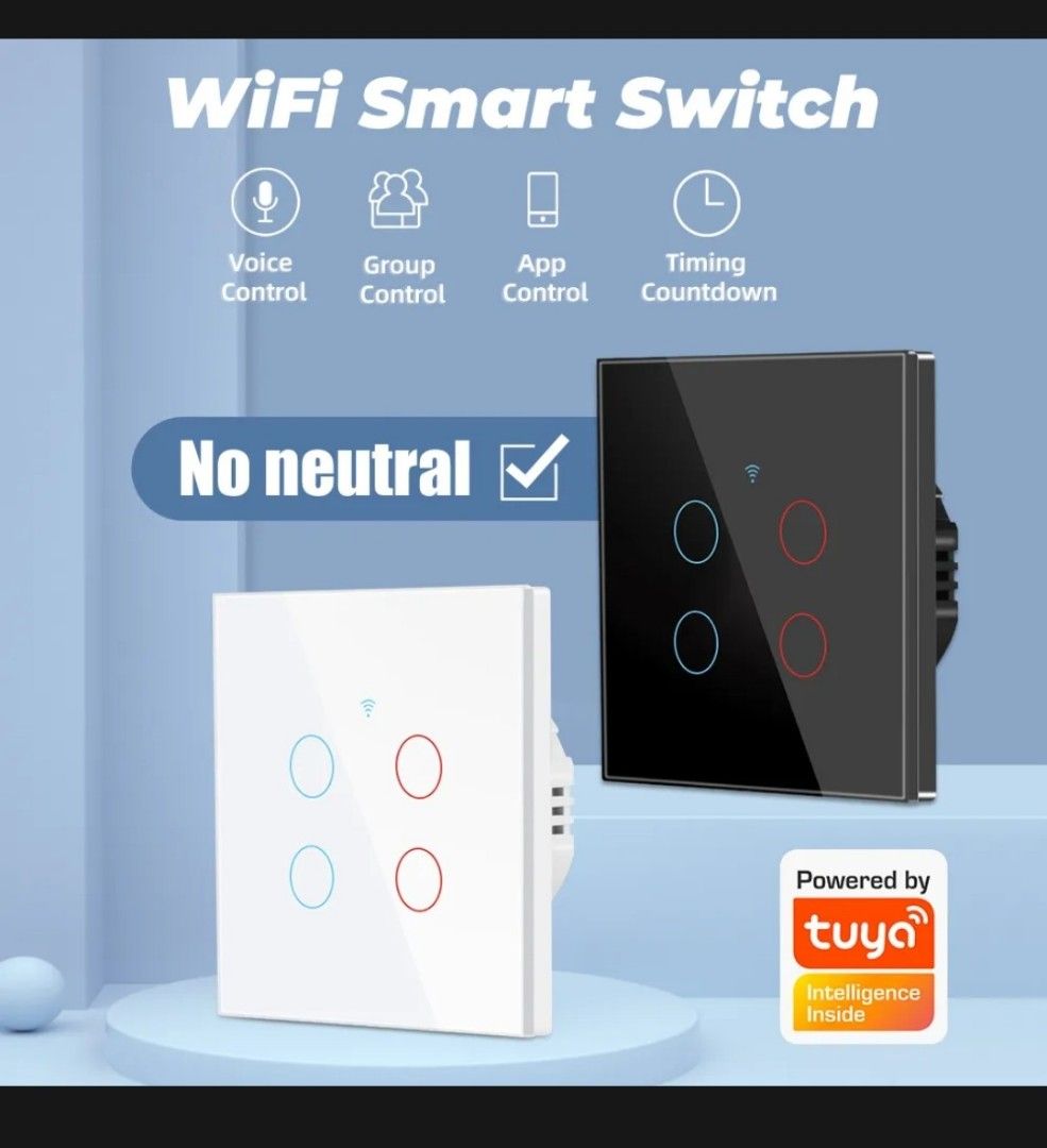 Smartrul Tuya Smart Switch 2 gang No Neutral, TV & Home Appliances, TV ...