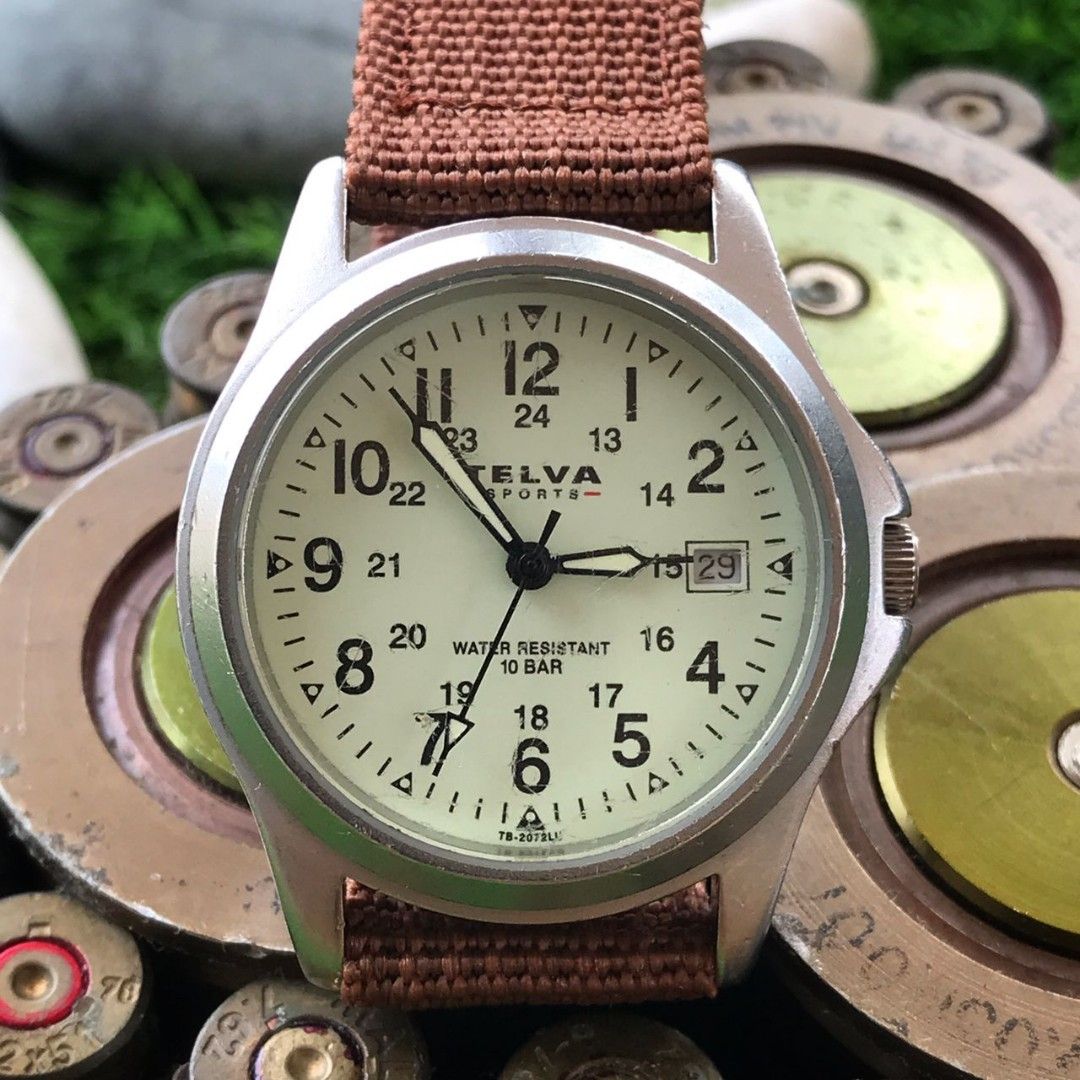 TELVA Military Style / Field Watch Quartz., Hobbies & Toys ...