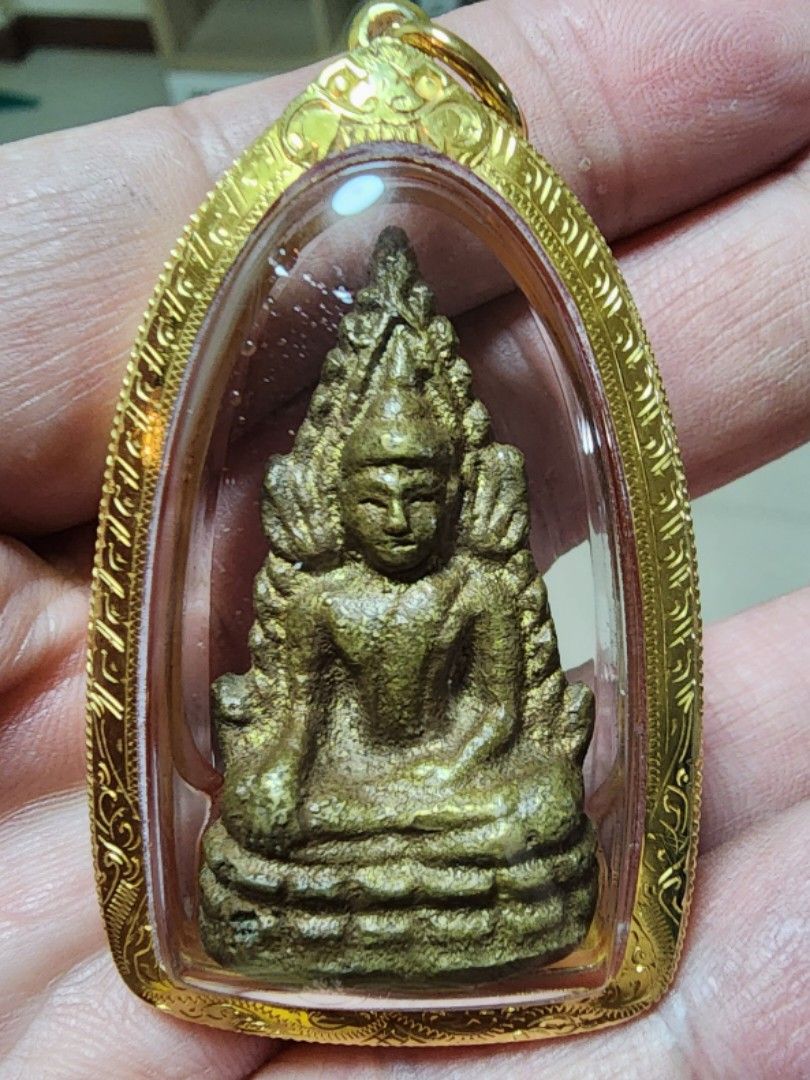 thai amulet phra indochine 2485 Pim tok in 80 gold casing with smk card ...