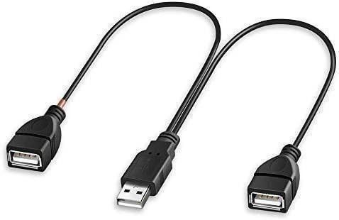USB Splitter Cable Male to 2 Female Adapter USB A Cord 2 Port Hub for ...