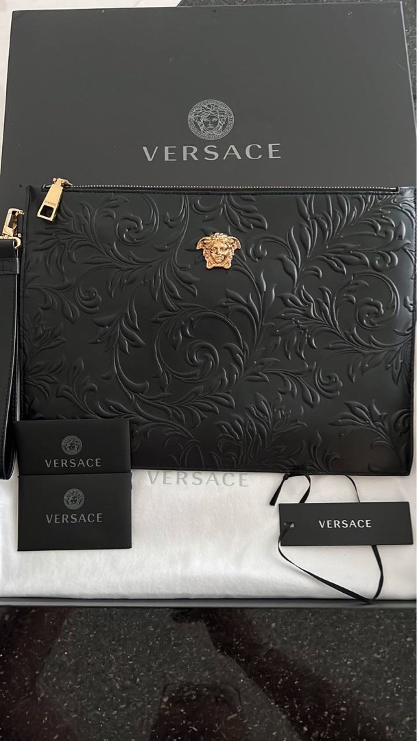 Versace Small Pouch Calf Leather, Luxury, Bags & Wallets on Carousell