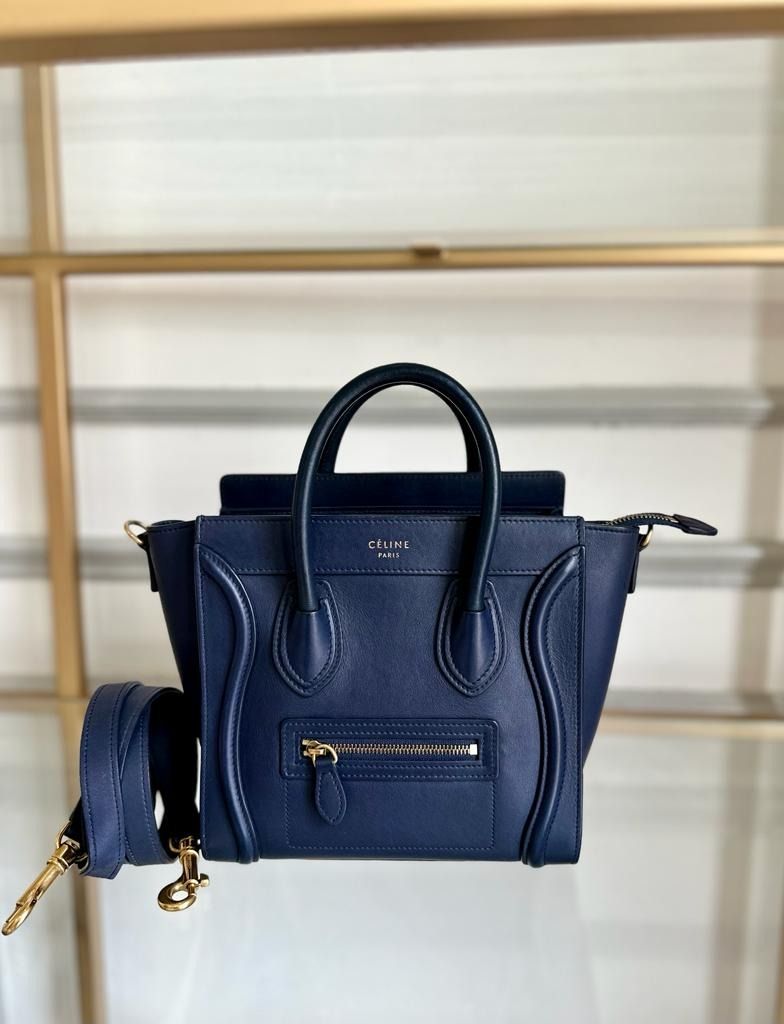 VGC Celine nano luggage Dark blue ghw smooth leather With strap, booklet, rec 2017 dn, Barang ...