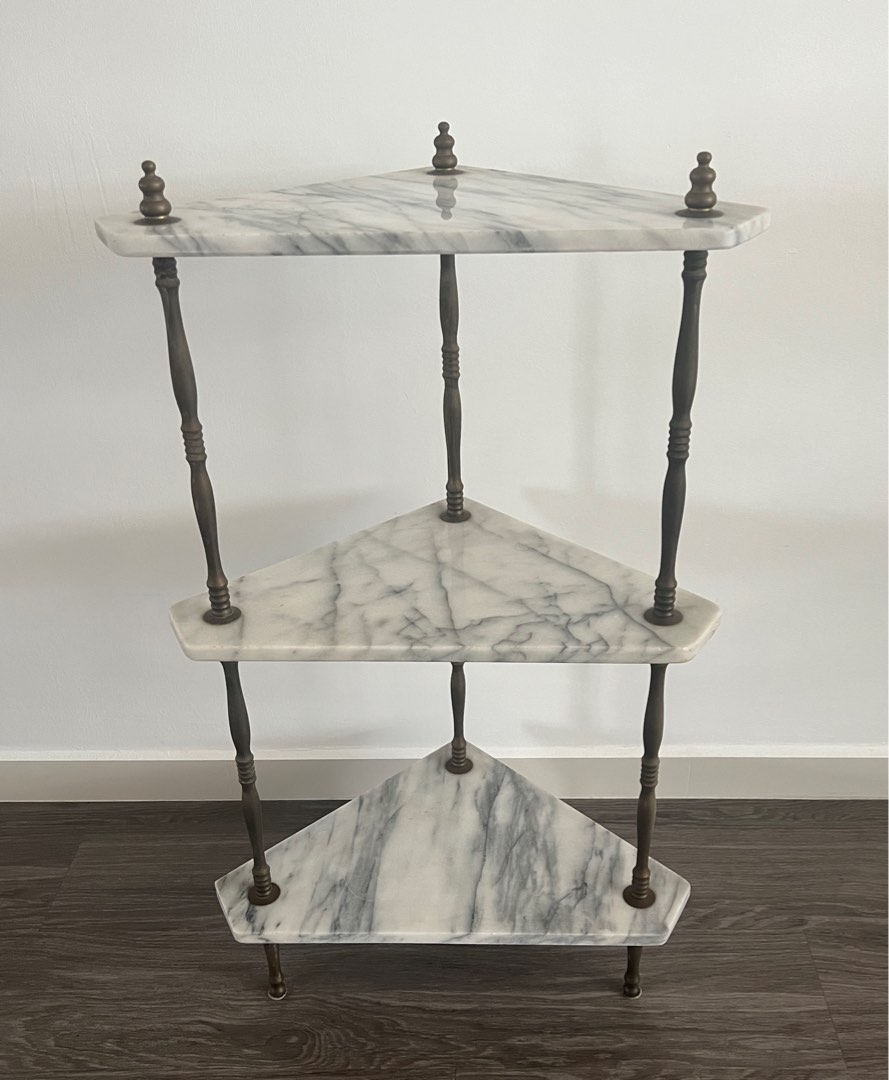 Vintage 3 Tiers Marble Corner Side Table/Shelf, Hobbies & Toys ...