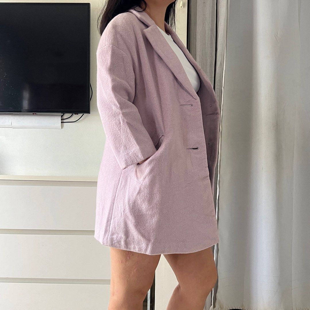 Vintage Lavender Purple Winter Trench Coat Jacket, Women's Fashion ...
