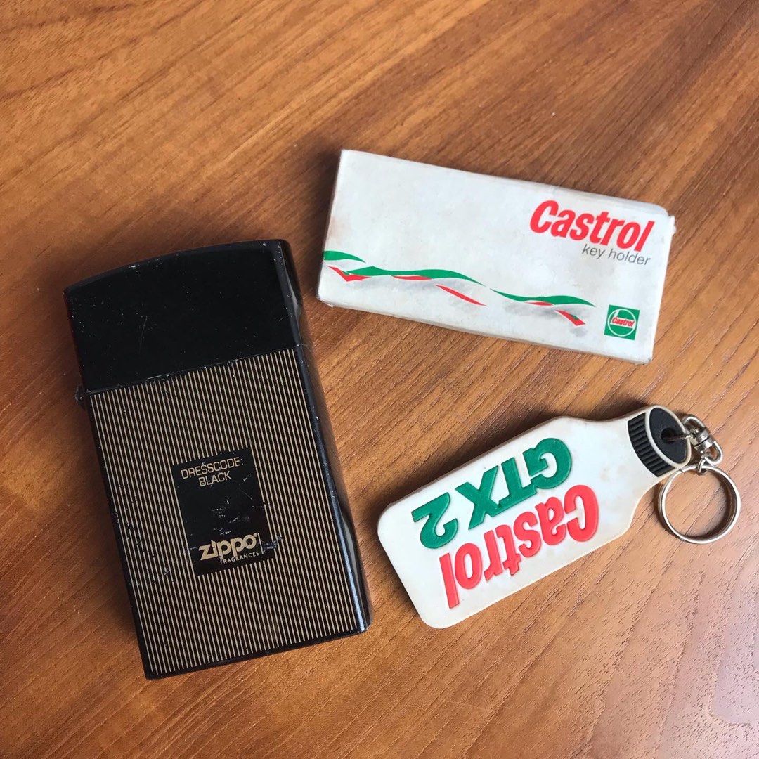 Vintage Zippo Perfume and nos new old stock 90s Castrol Big Key chain ...