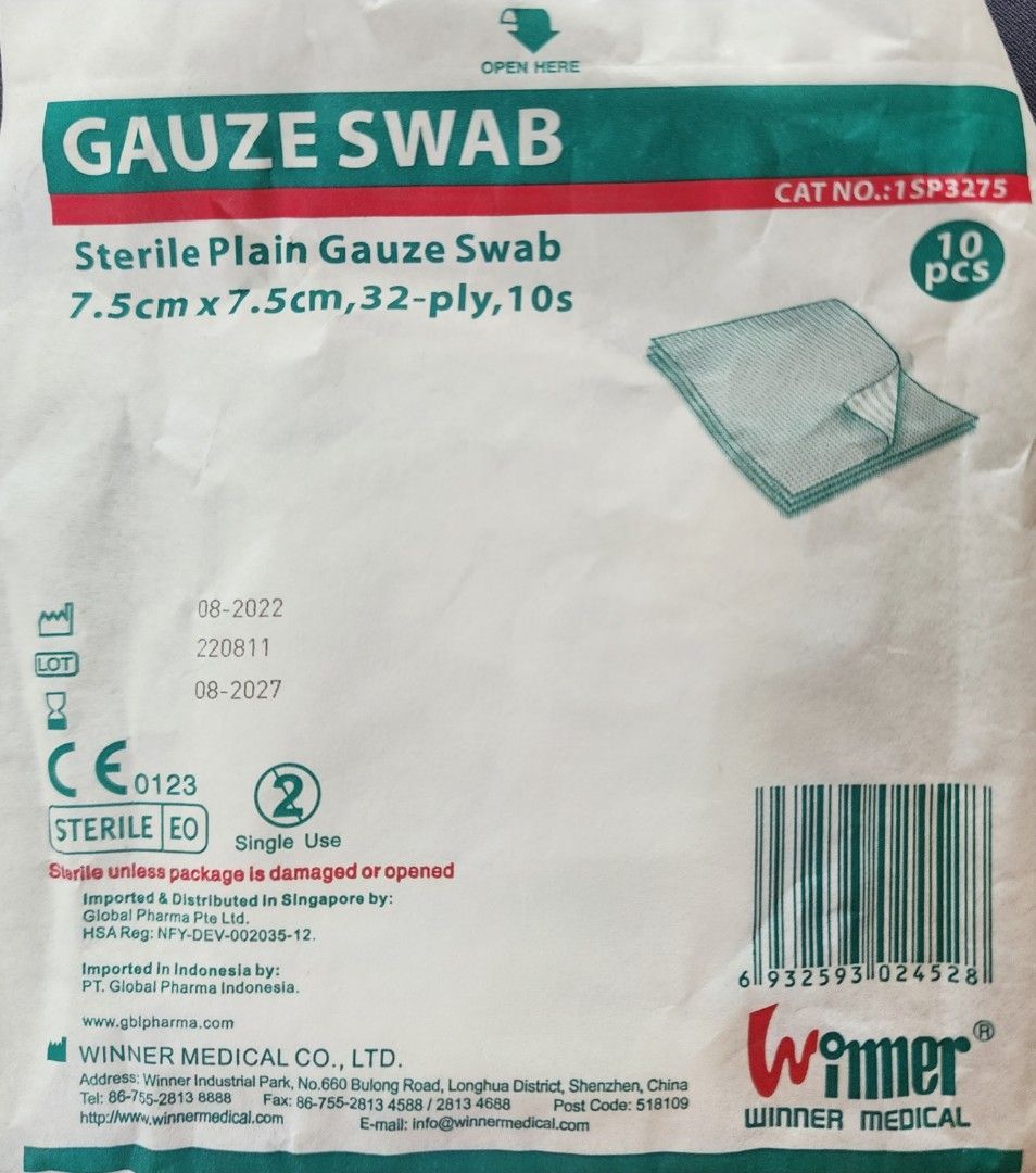 Winner Sterile plain Gauz swab, Health & Nutrition, Medical Supplies ...